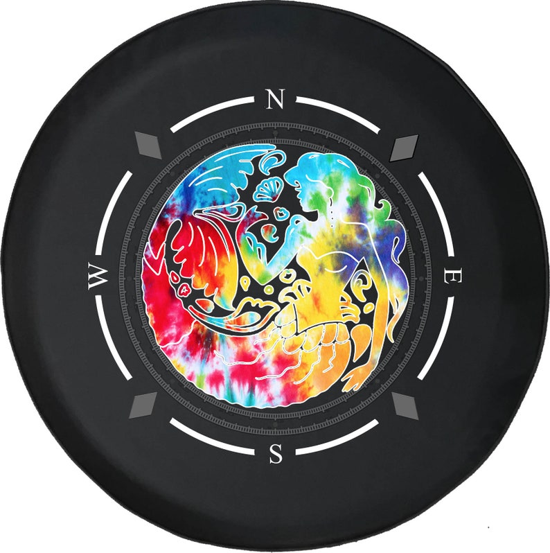 Colorful Tye Dye Mermaid Water Beach Compass Spare Tire Cover | Etsy