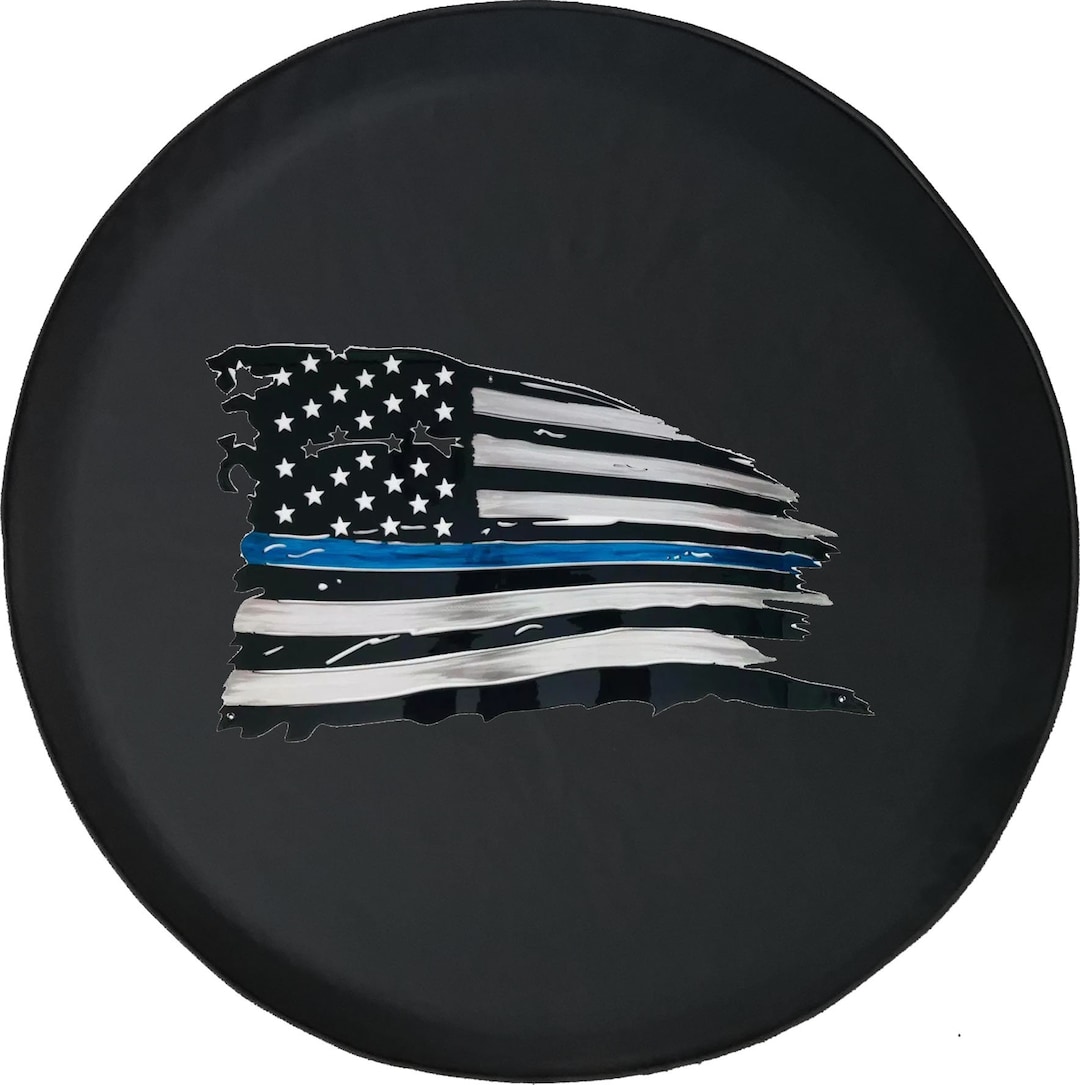Thin Blue Line Flag Tire Cover for Jeep, SUV, Camper - Etsy