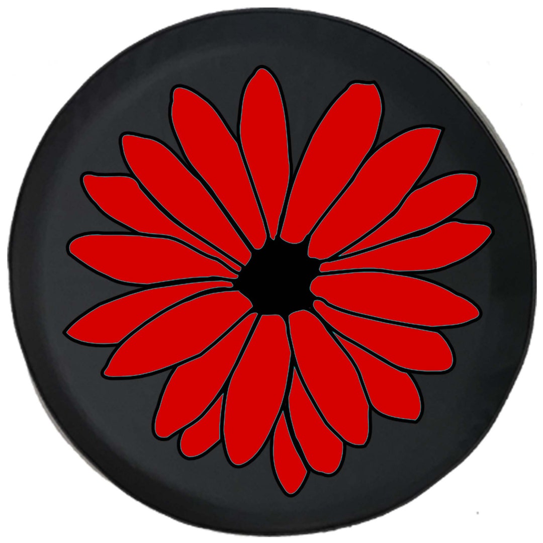 Red Daisy Flower Spare Tire Cover For Jeep Camper Suv With Or Without