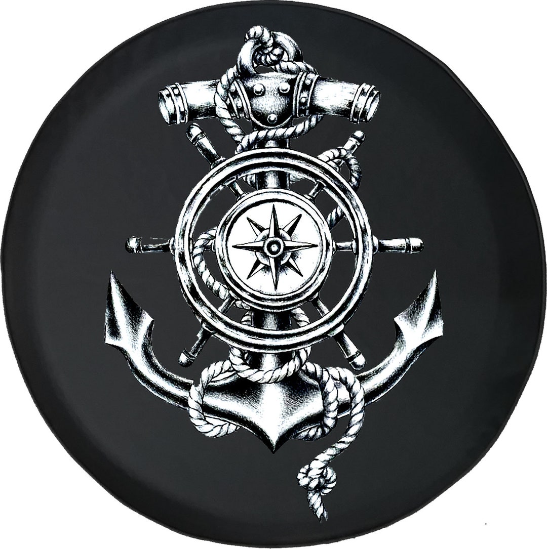 Retro Nautical Anchor Compass Spare Tire Cover: Jeep, Camper, SUV - Etsy