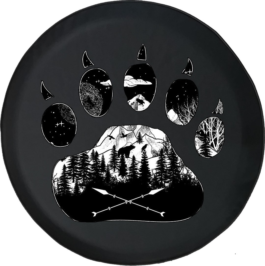 Bear Paw Print Mountain Tire Cover for Jeep, Camper, SUV With or ...