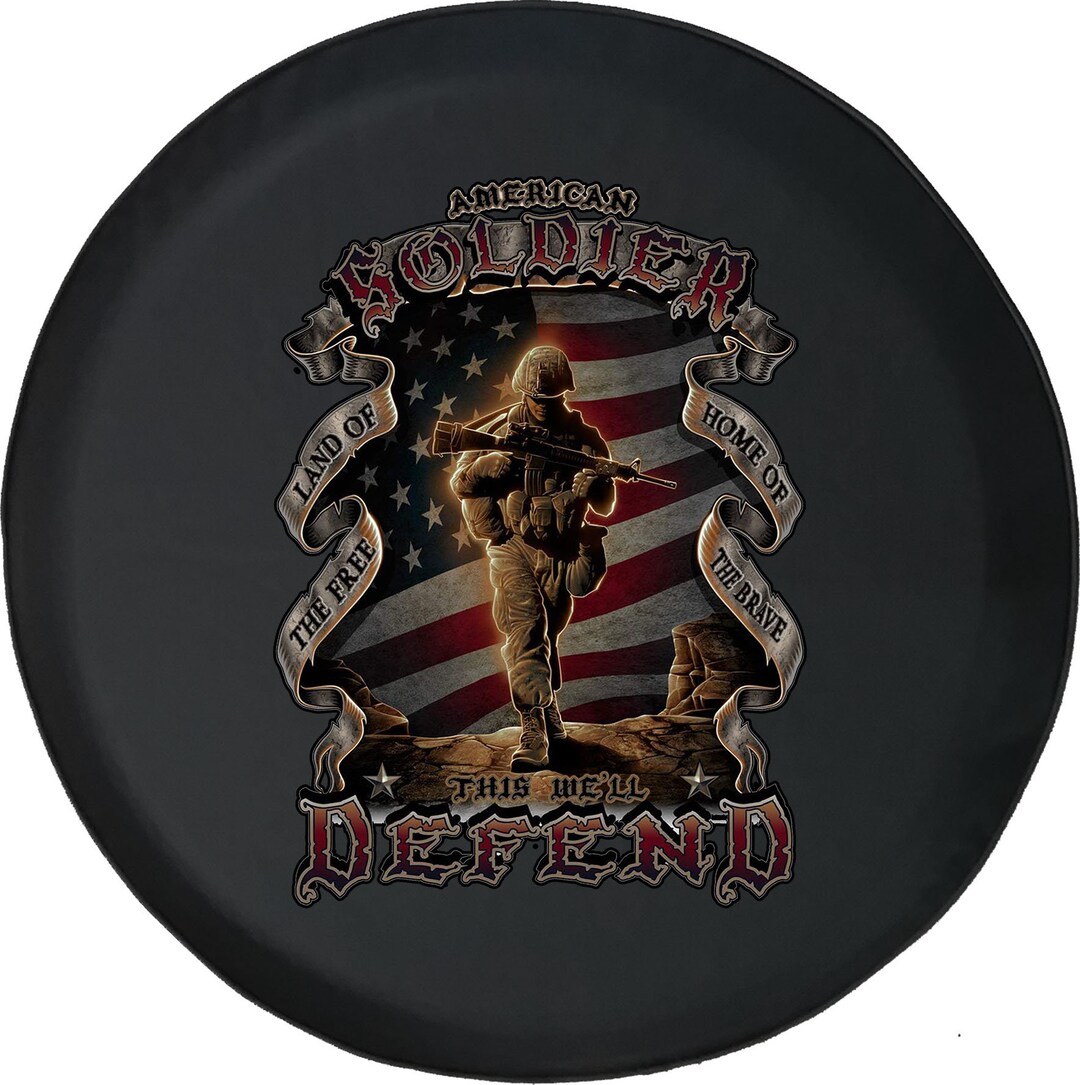 American Military Soldier Flag Tire Cover for Jeep, Camper, SUV With or ...