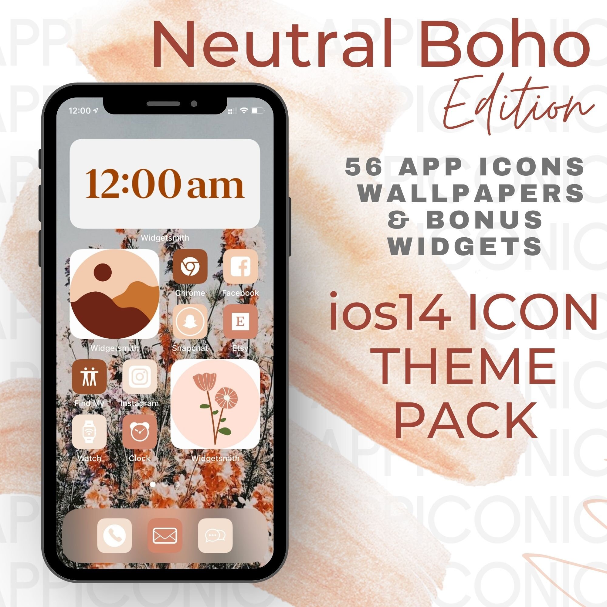 IOS14 App Icons, Neutral Boho Theme, App Covers, Icons Bundle, IOS14 ...