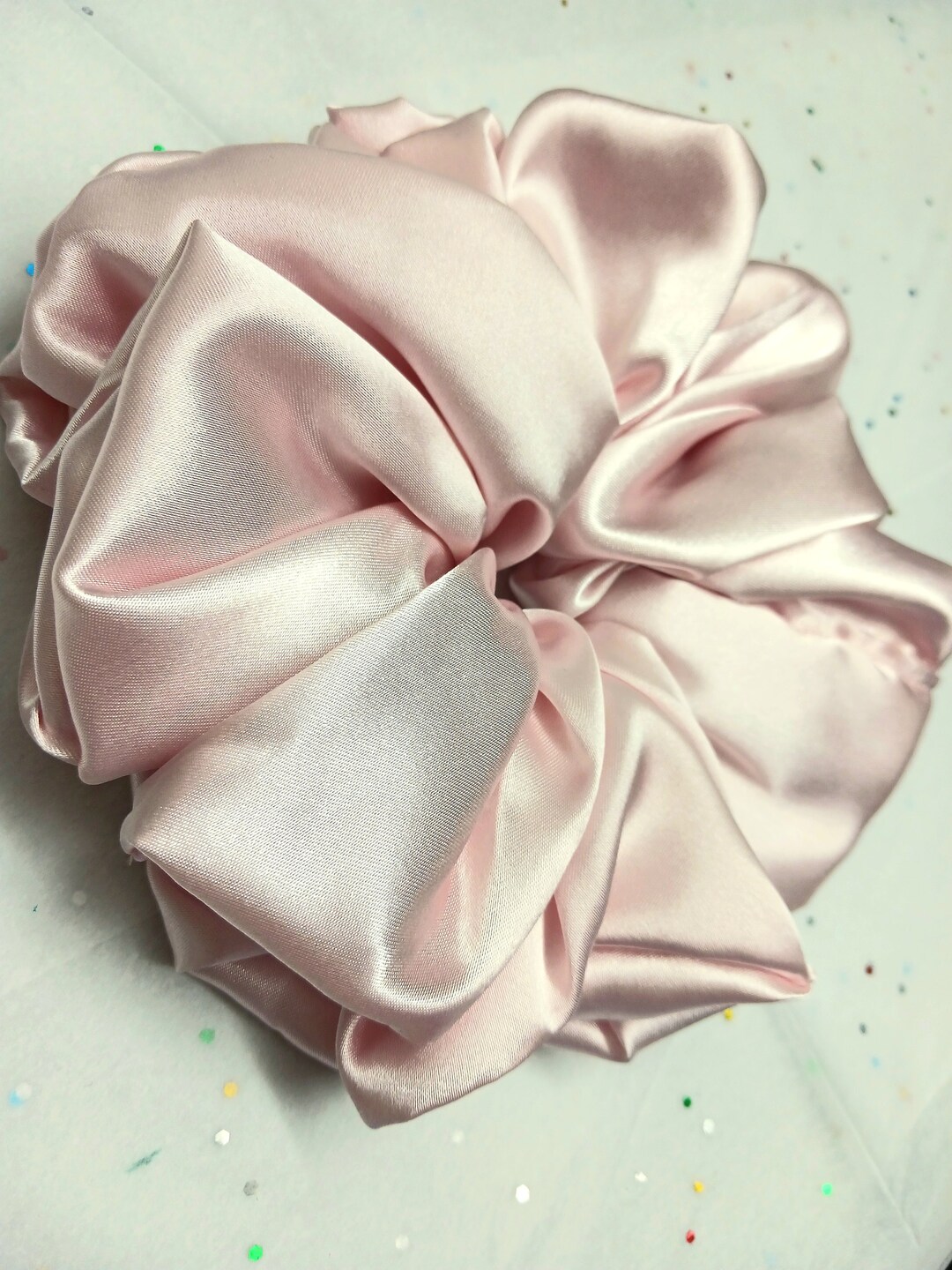 XL Baby Pink Satin Scrunchie, Pastel Pink Oversized Satin Scrunchie ...