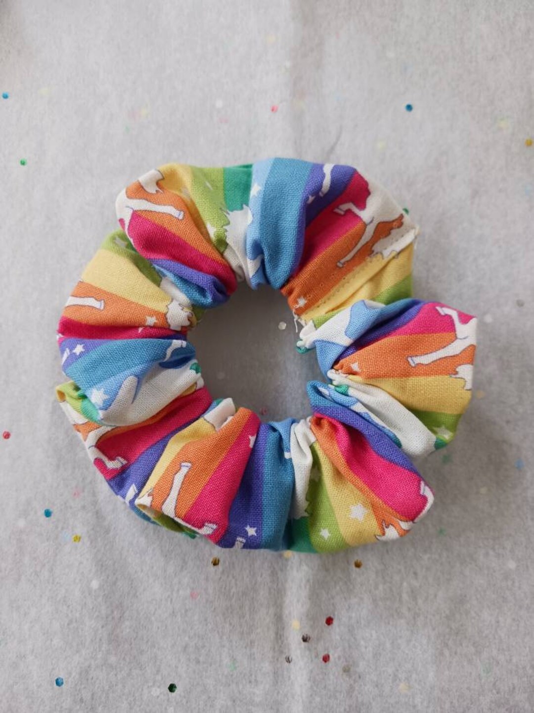 Rainbow Unicorn Scrunchie, Handmade Cotton Scrunchie, Colorful, Magical ...