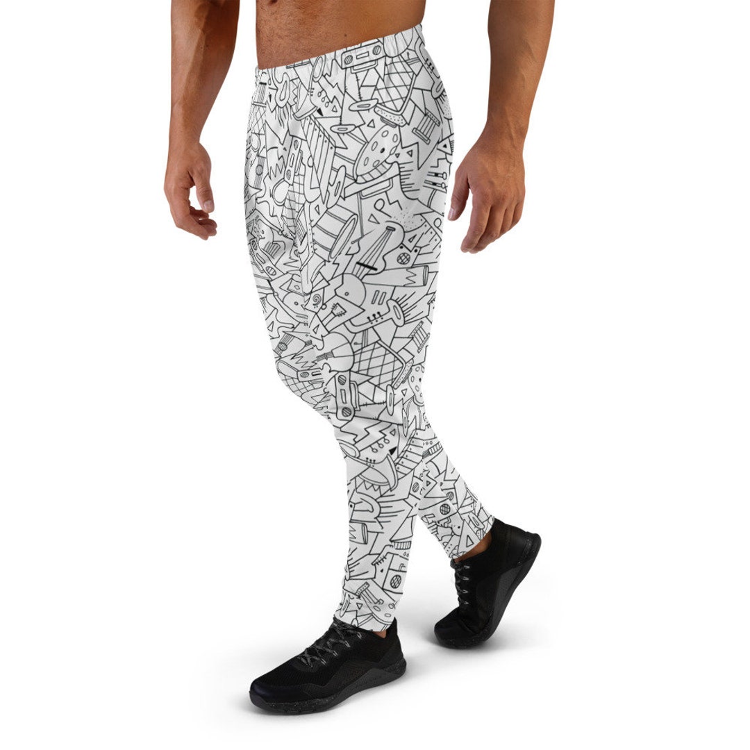 Black N White Men Pants Music Instrument Print Men's - Etsy UK