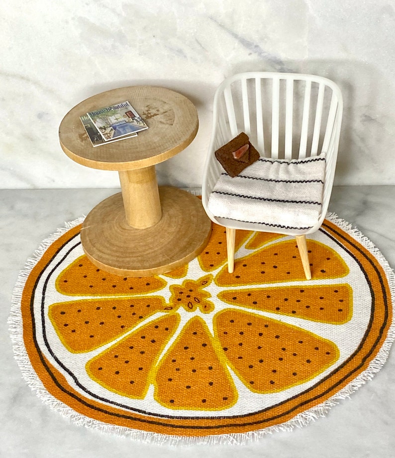 Miniature Orange Slice Fringe Rug - Etsy