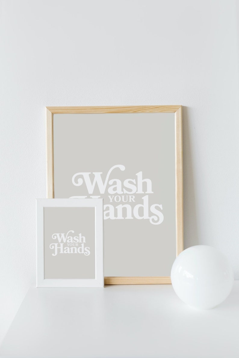 Wash Your Hands Poster, Digital Download, Office Art, Dorm Decor, Beige ...
