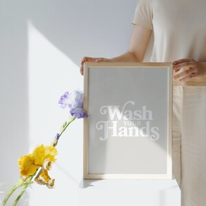 Wash Your Hands Poster, Digital Download, Office Art, Dorm Decor, Beige ...