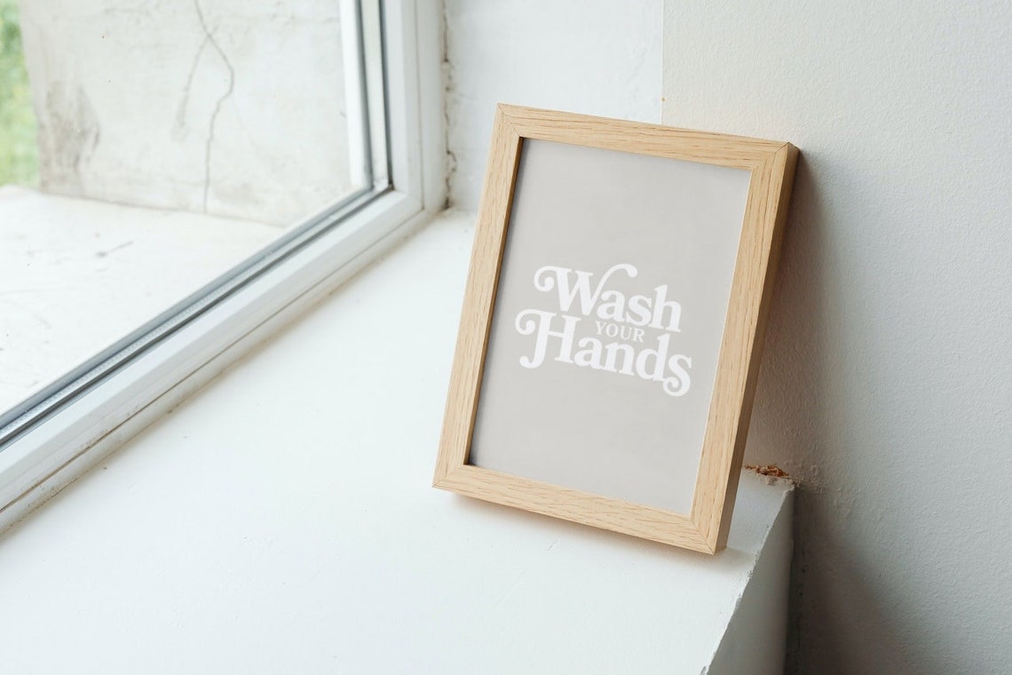 Wash Your Hands Poster, Digital Download, Office Art, Dorm Decor, Beige ...
