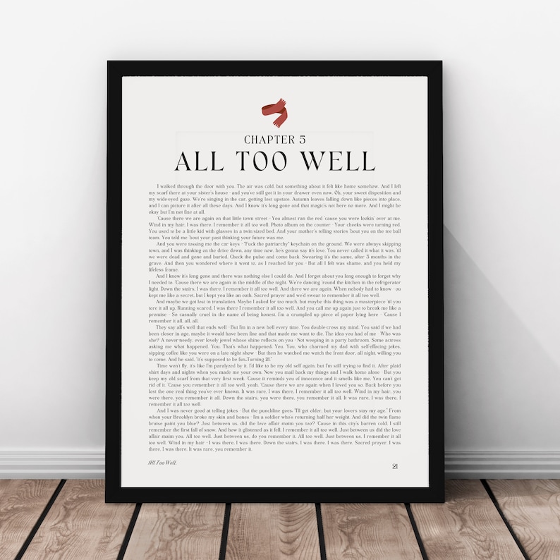 All Too Well Lyric Poster Taylor's Version 10 Minute | Etsy