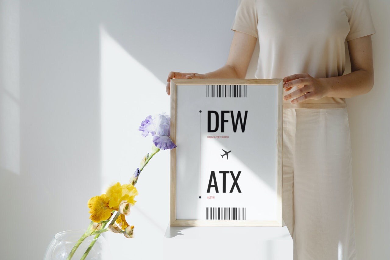 Dallas to Austin Poster, Digital Download, ATX Art, Dallas Texas Art ...