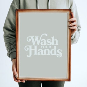 Wash Your Hands Poster, Digital Download, Office Art, Dorm Decor, Beige ...