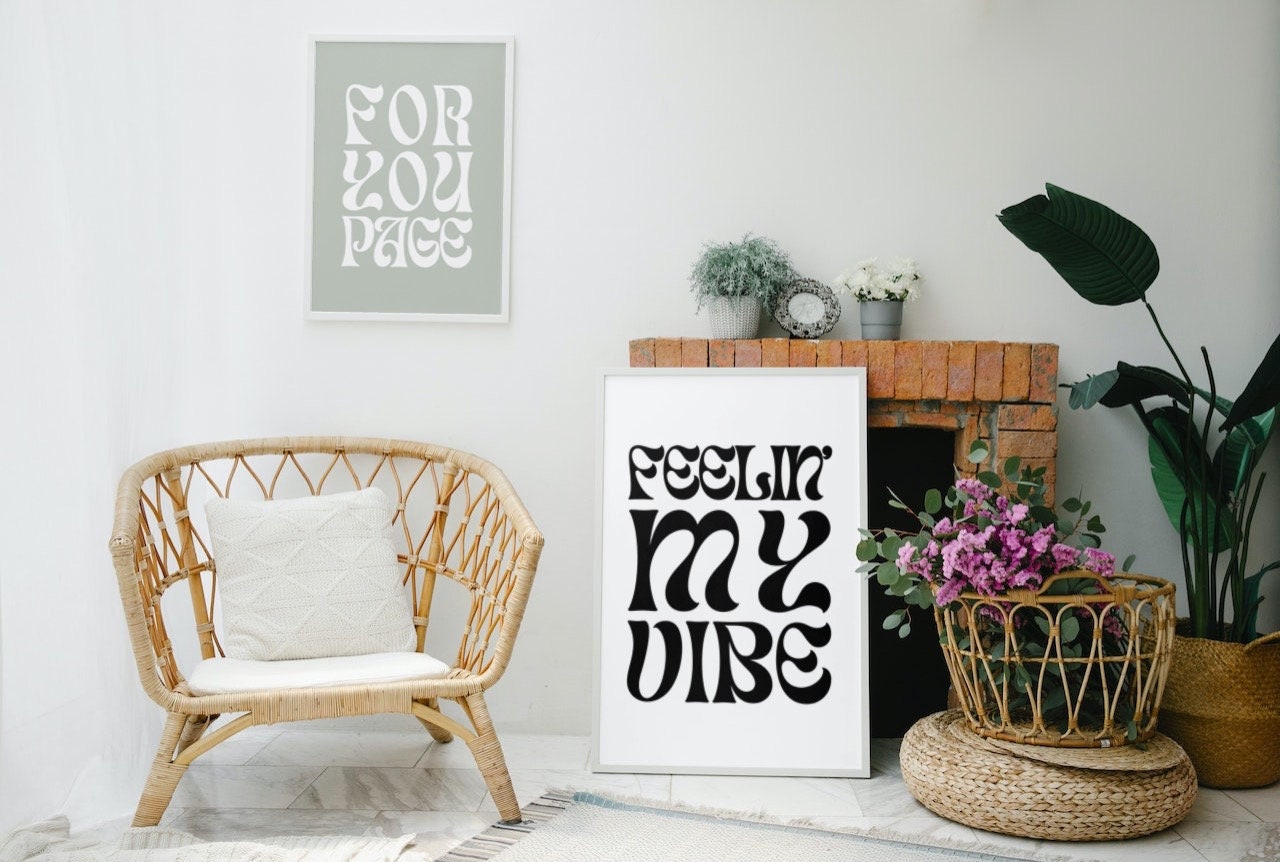 Feelin' My Vibe Poster, Digital Download, Office Art, Dorm Decor, Retro ...