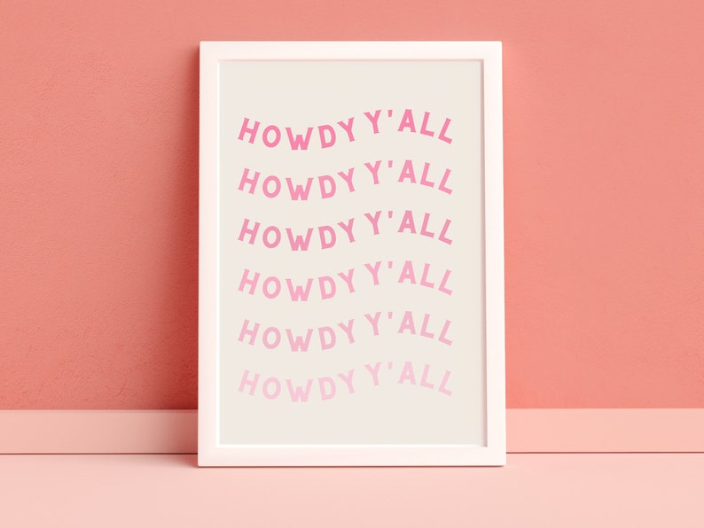 Howdy Y'all Poster, Howdy Print, Texas Art, Nashville Tennessee, UT ...