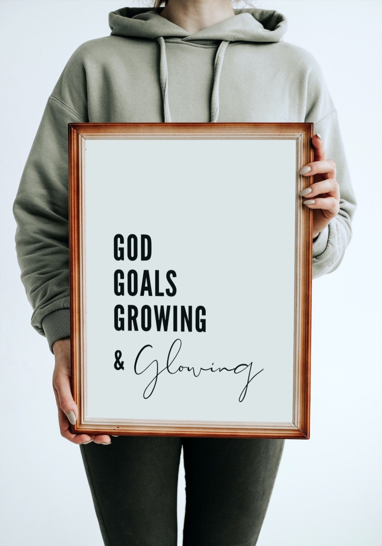 God Goals Growing Glowing Poster, Digital Download, Office Art, Dorm ...