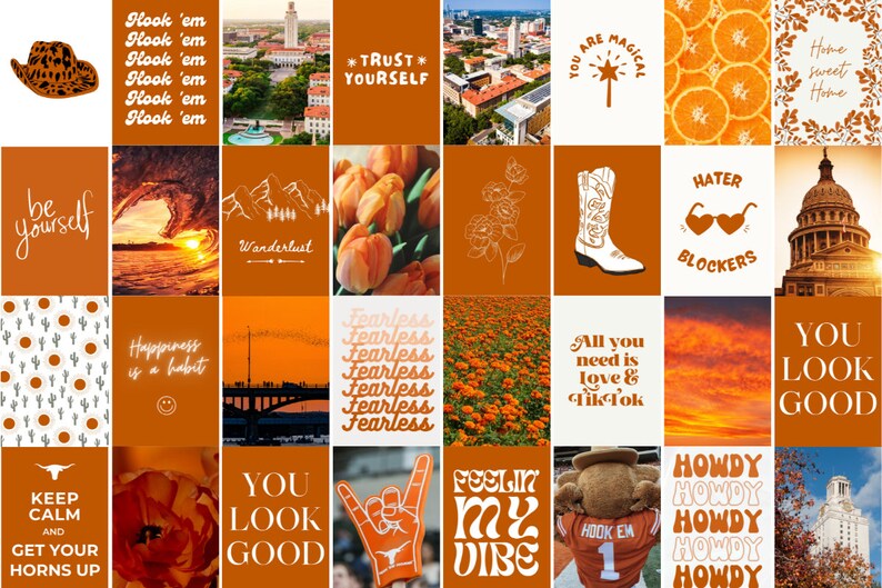 65 University of Texas Photo Collage, 5x7 Texas Art, Office Art, Austin ...