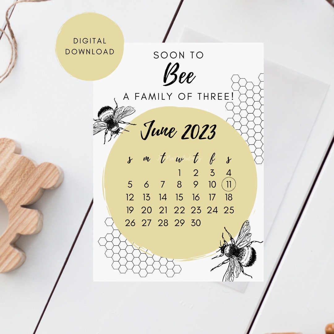 Soon to Bee a Family of Three Printable Pregnancy Announcement - Etsy