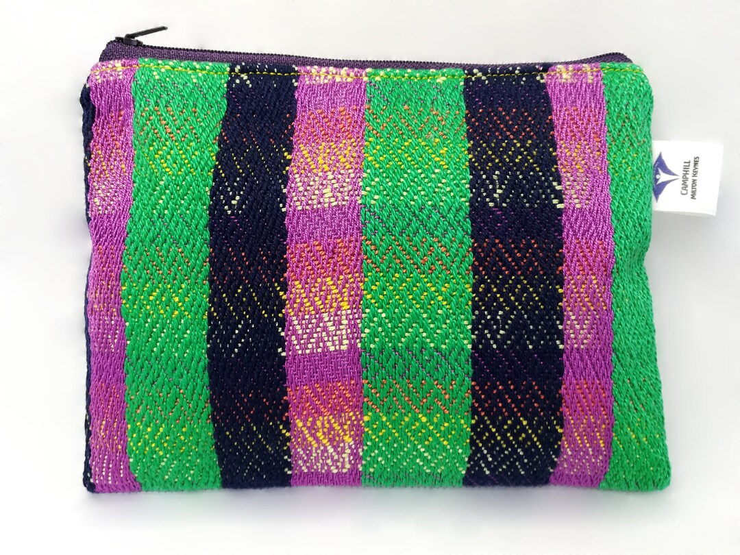 Stripy Handmade Herringbone Weave Pouch. Handwoven Make-up Bag - Etsy