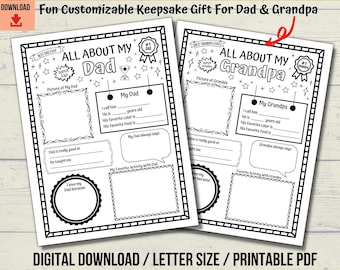 All About Dad All About Grandpa Printable Card, Kids Fathers Day ...