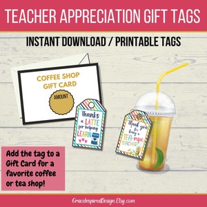 Teacher Appreciation Gift Tags, Teacher Gift Tags , Thank You Teacher ...