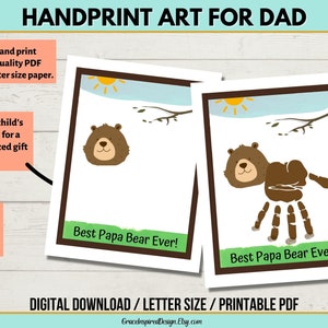 Father's Day Handprint Art Printable Bundle, Personalized Dad Handprint ...