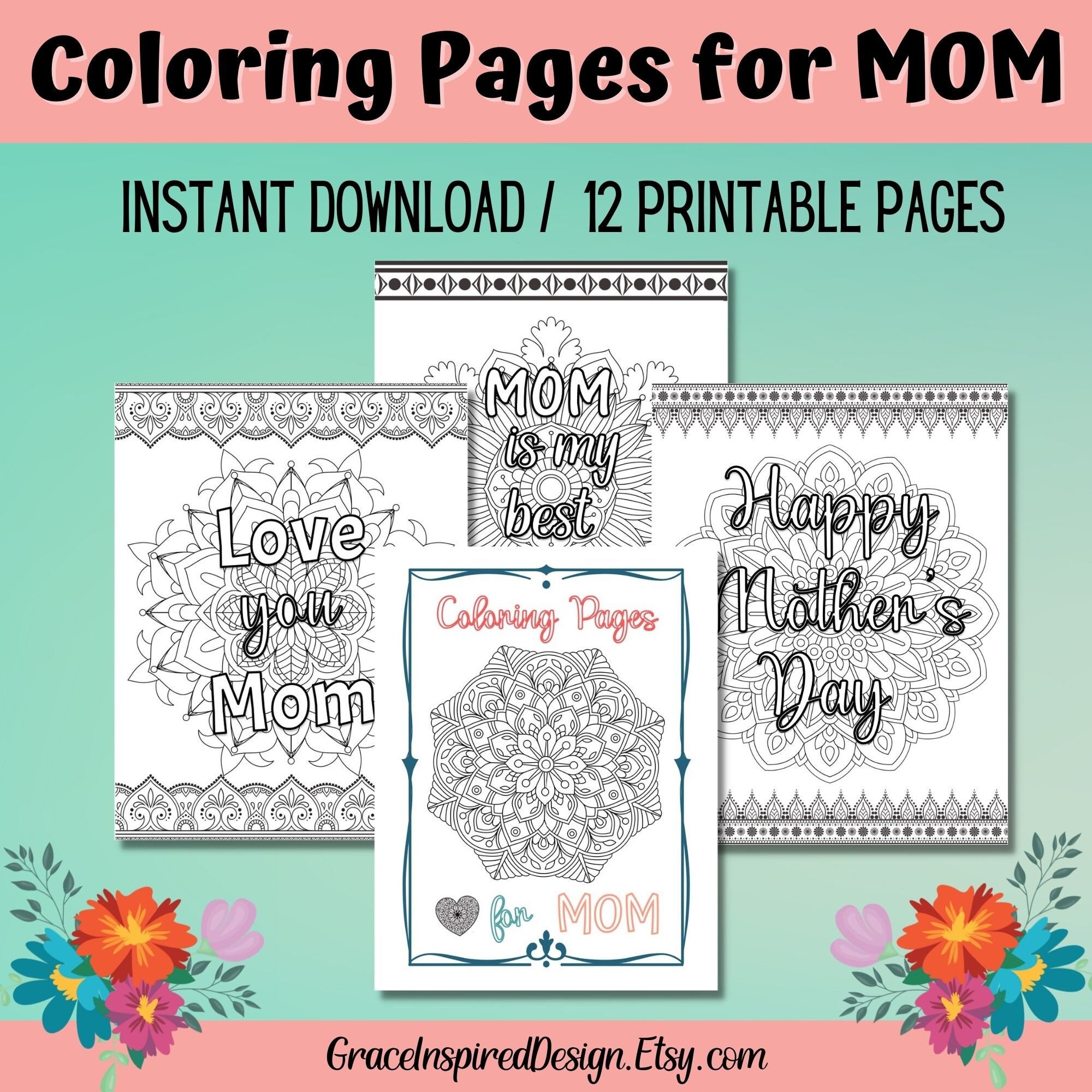 Mother's Day Coloring Pages, 12 Printable Coloring Sheets for Mom ...
