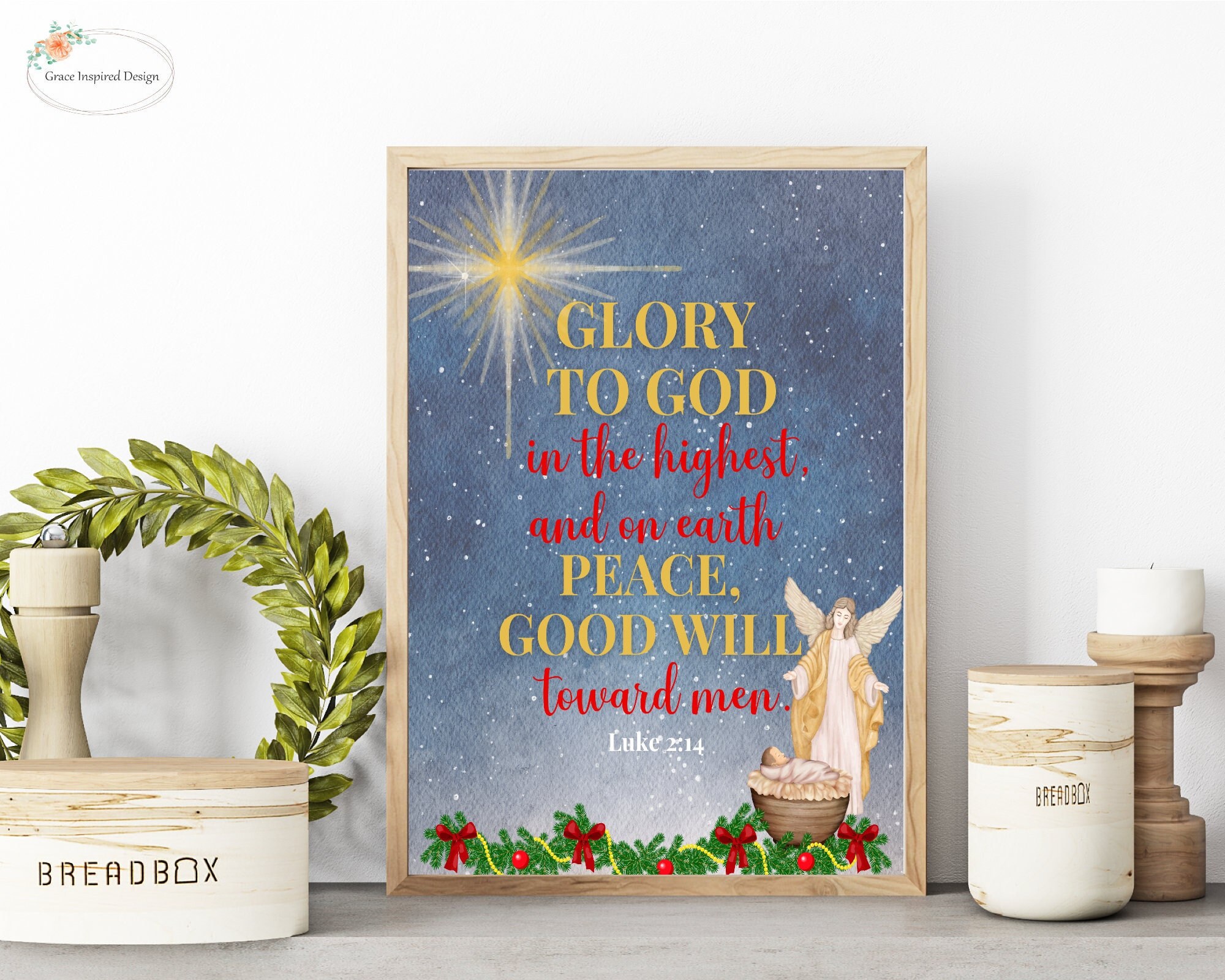 Christmas Scripture Verse Printable, Bible Verse Luke 2:14 Christmas ...