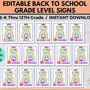 First Day of School Sign, Editable First Day of School Printable, Back ...
