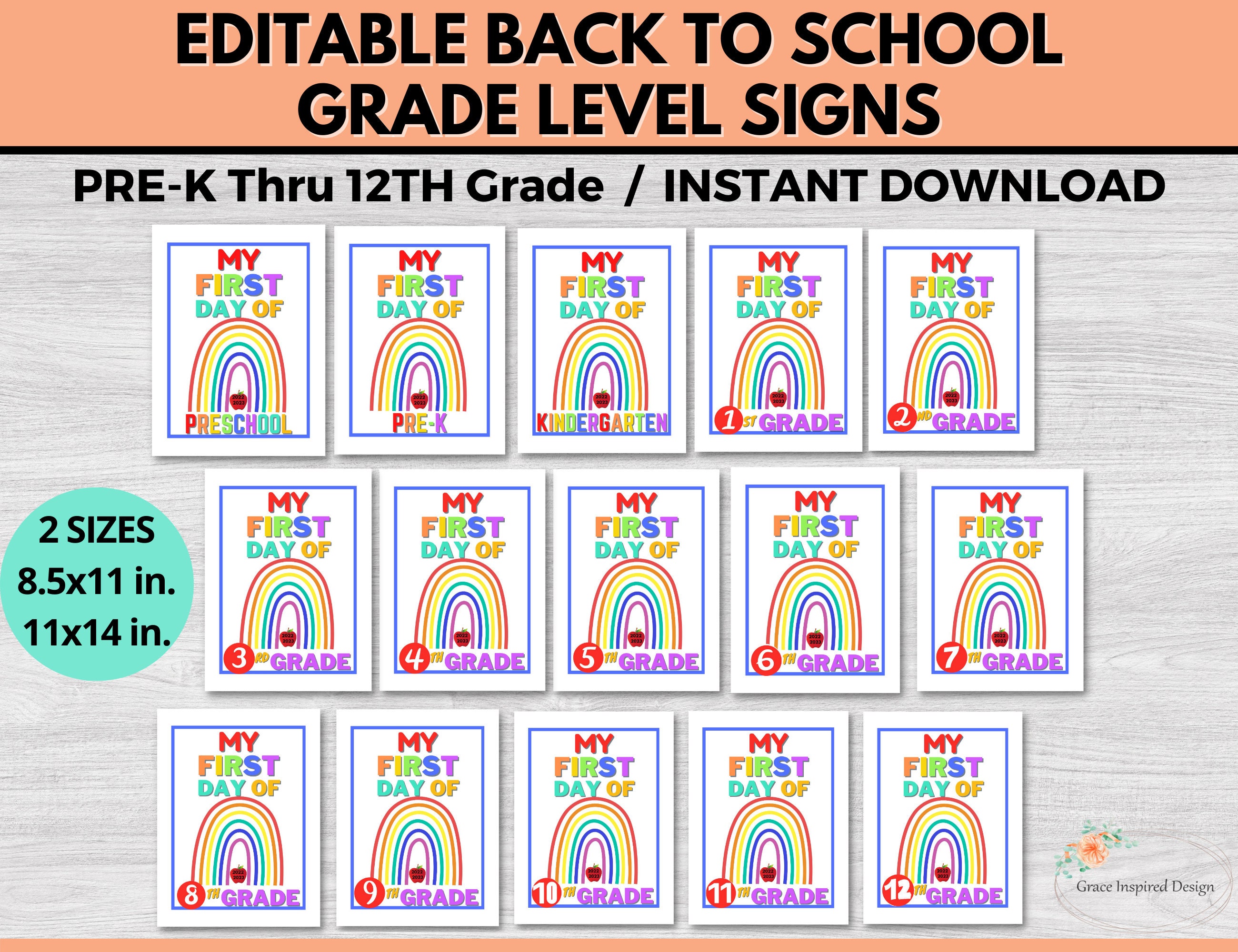 First Day of School Sign, Editable First Day of School Printable, Back ...