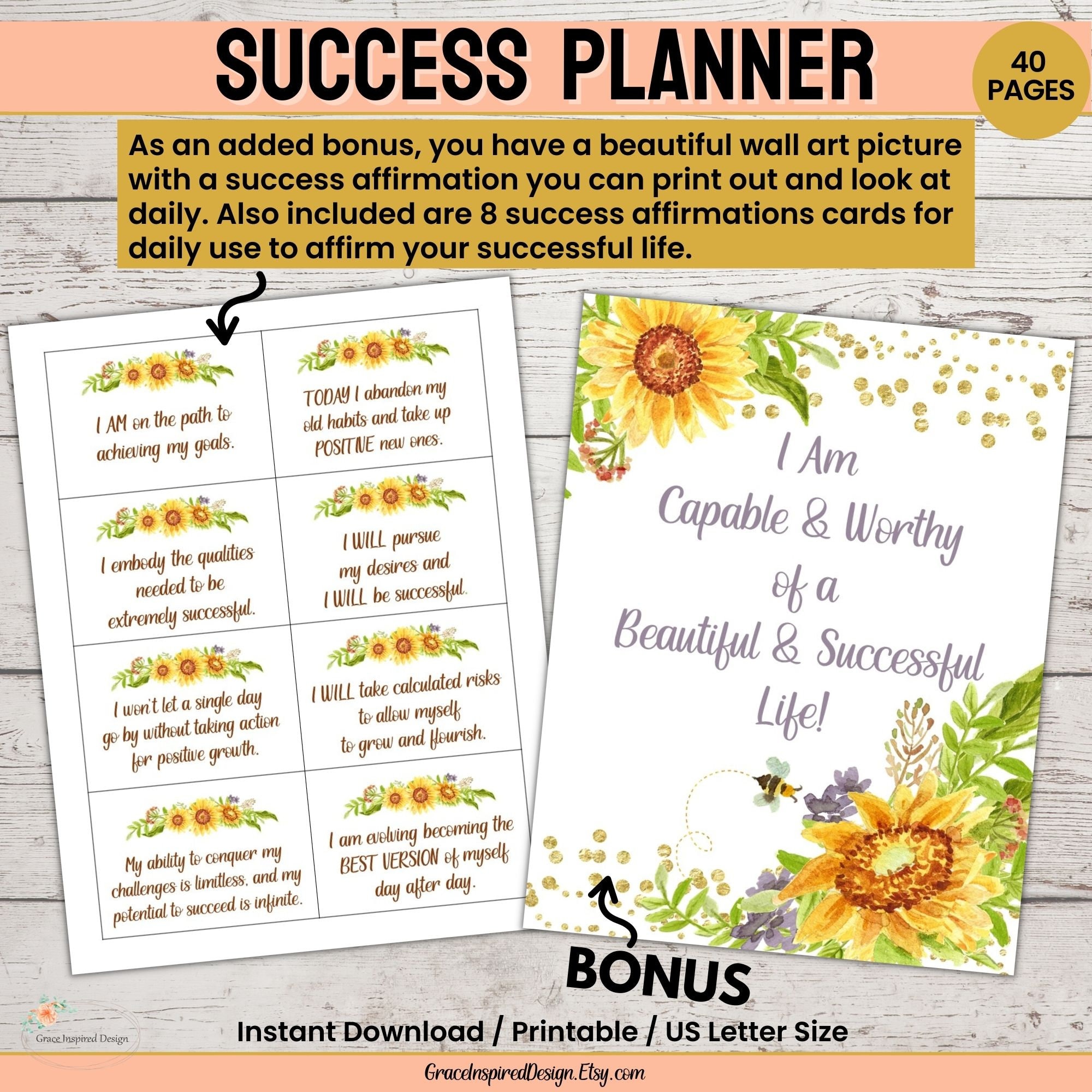 Success Life Planner Printable, Goal-setting Planner, Productivity ...