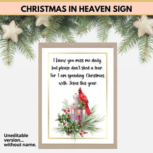 Printable Christmas in Heaven Sign, Editable Christmas in Heaven ...