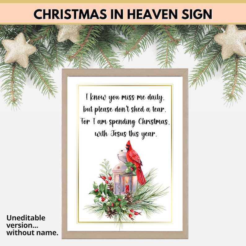 Printable Christmas in Heaven Sign, Editable Christmas in Heaven ...