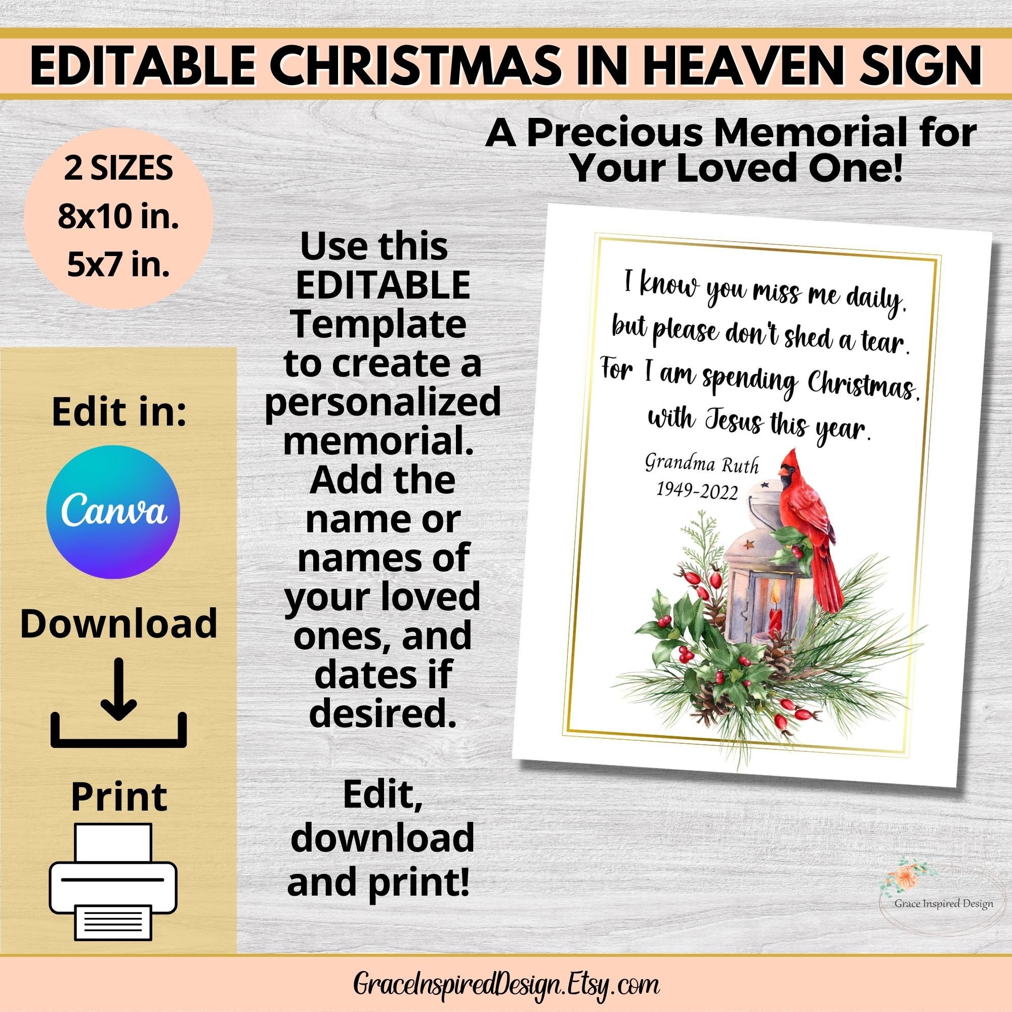 Printable Christmas in Heaven Sign, Editable Christmas in Heaven ...