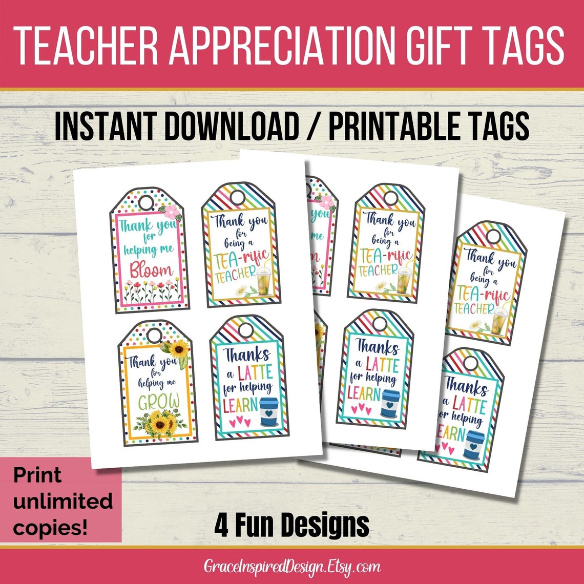 Teacher Appreciation Gift Tags, Teacher Gift Tags , Thank You Teacher ...