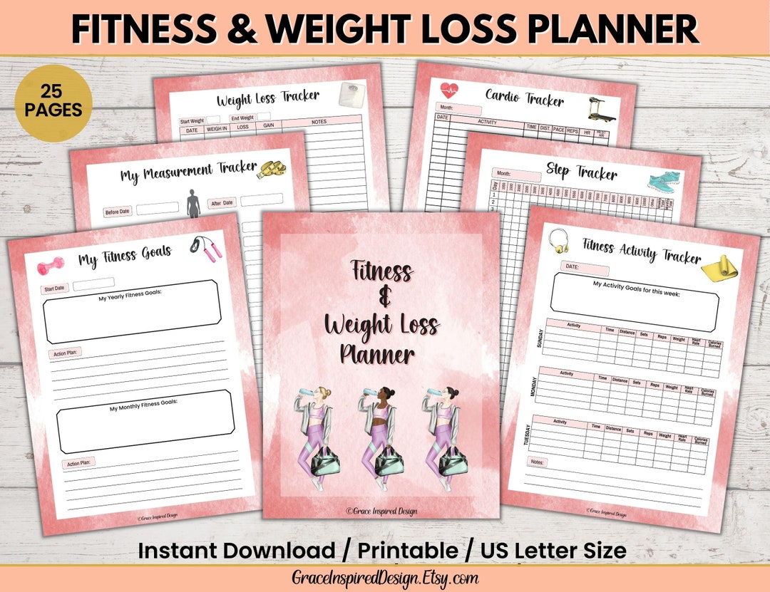 Fitness & Weight Loss Planner Printable, Fitness Planner, Weight Loss ...