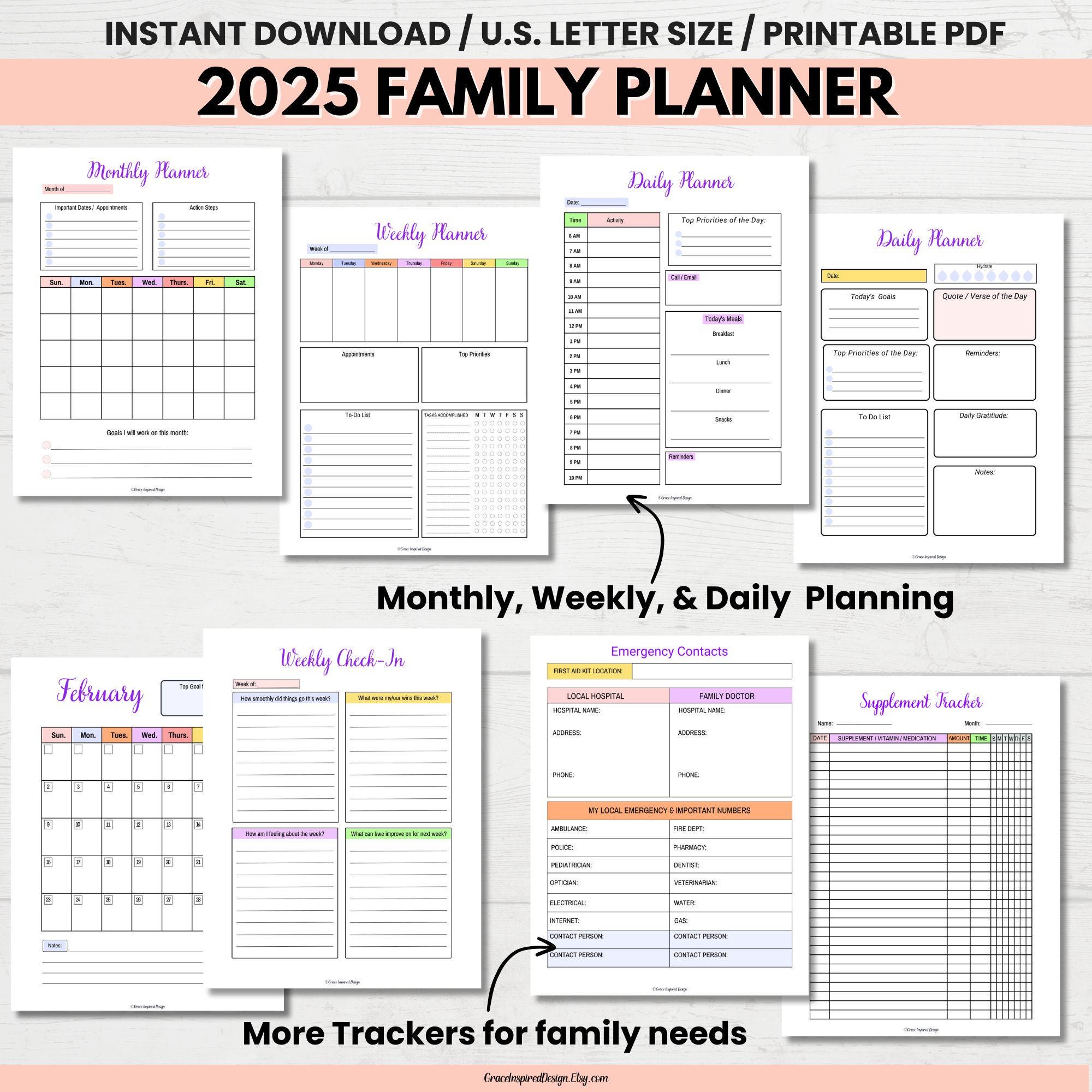 2025 Family Planner Printable Family Calendar 2025 Weekly Family ...