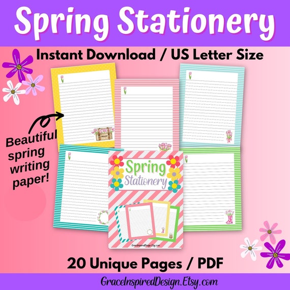 Spring Stationery Floral Printable Letter Paper Floral | Etsy