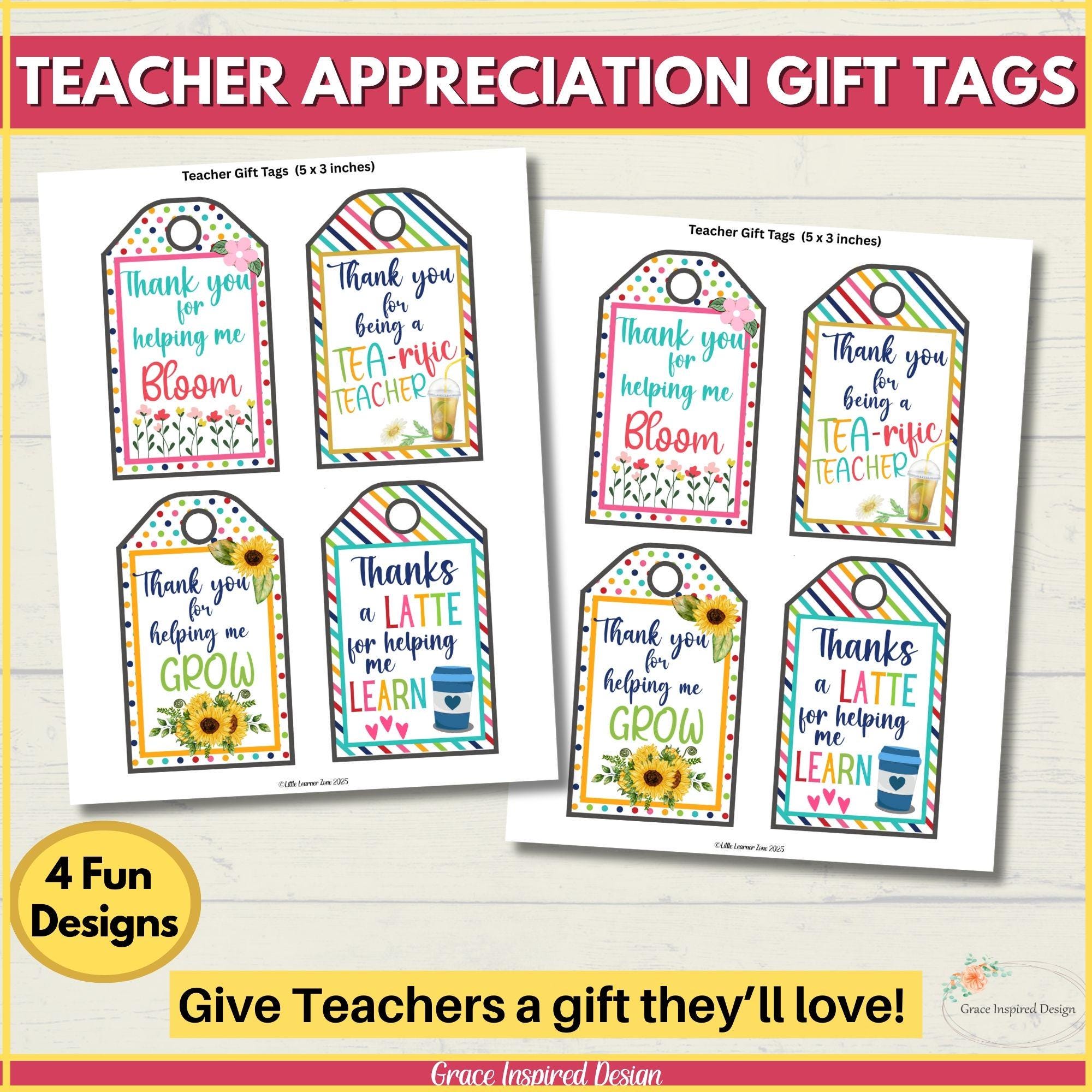 Teacher Appreciation Gift Tags, Teacher Gift Tags , Thank You Teacher ...