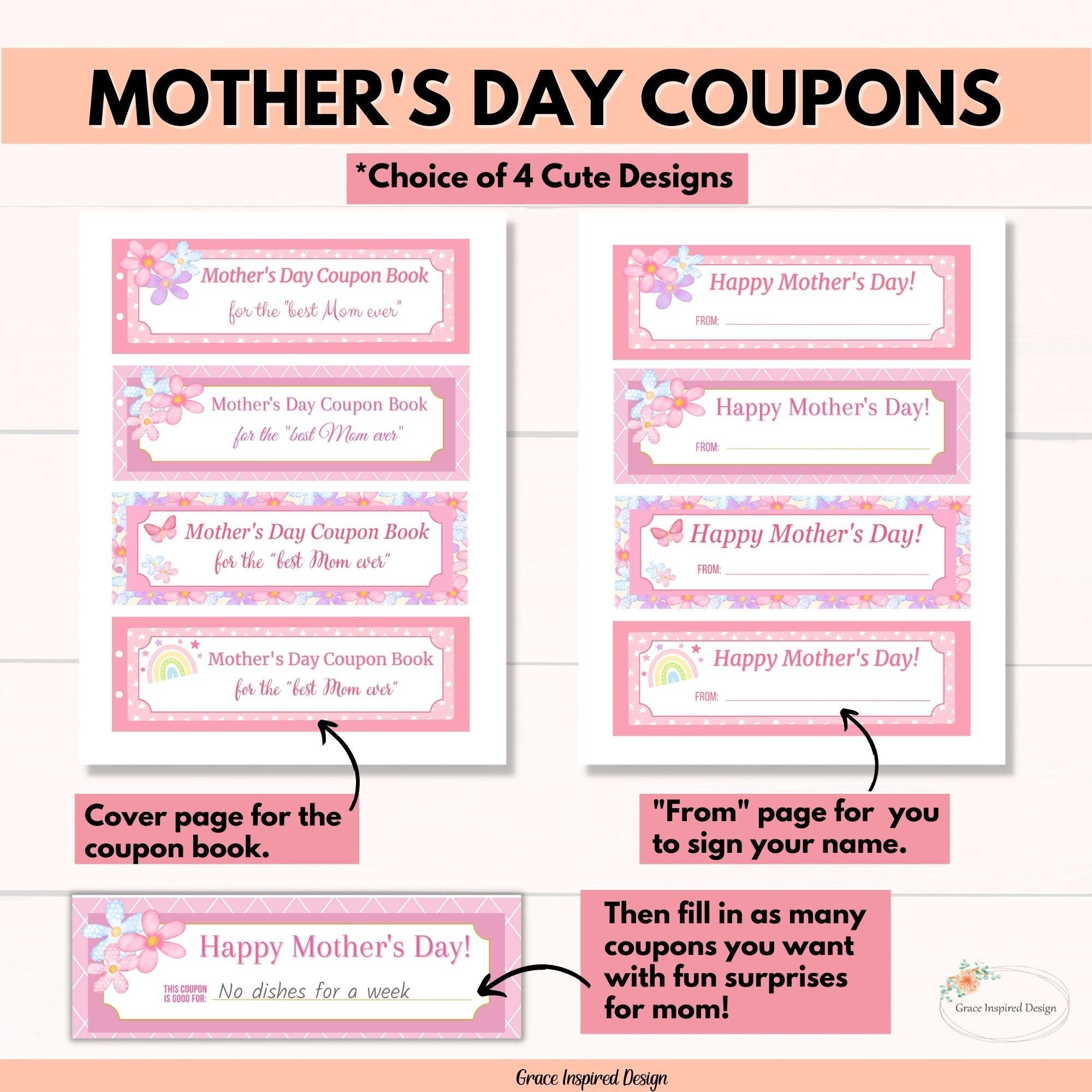 Mother's Day Coupon Book, Printable Mother's Day Coupons, Personalized ...
