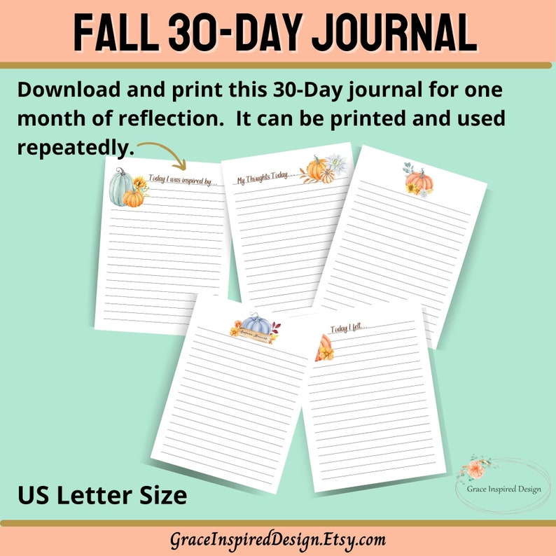 Fall 30 Day Journal Printable, Printable Fall Journal Pages, 30 Day ...