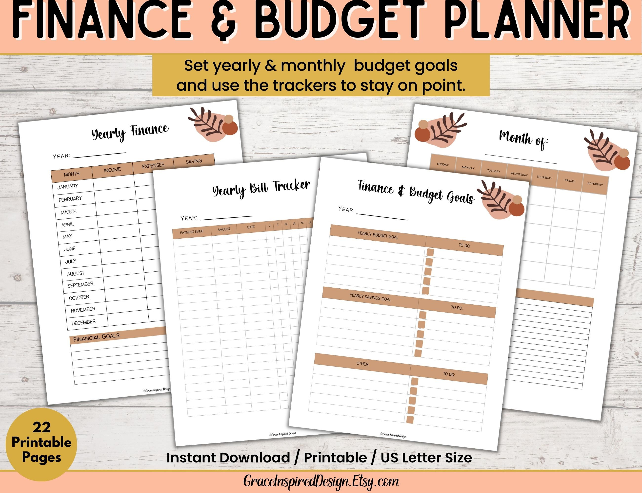 Finance & Budget Planner Printable, Monthly Budget Tracker, Weekly ...