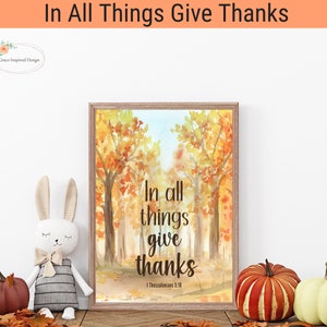 Fall Scripture Print, Fall Bible Verse Printable, Give Thanks Printable ...