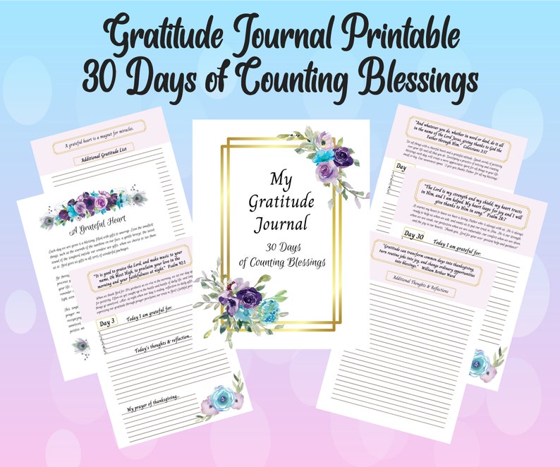 Gratitude Journal, Printable Gratitude Journal. Christian Journal With ...