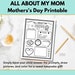 All About My Mom Printable, Mother's Day Printable for Kids, Mother's ...