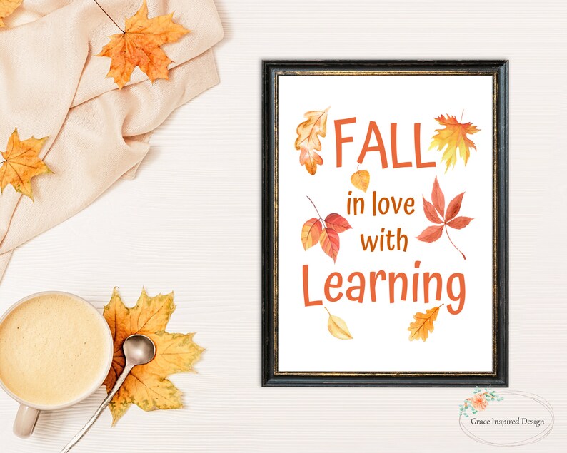 Fall Inspirational Printable, Fall Kids Room Poster, Fall in Love With ...