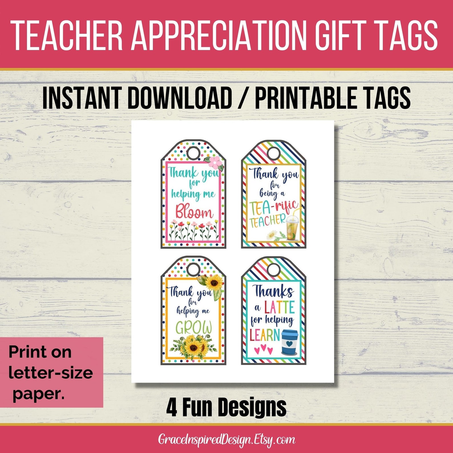 Teacher Appreciation Gift Tags, Teacher Gift Tags , Thank You Teacher ...