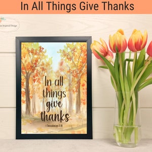 Fall Scripture Print, Fall Bible Verse Printable, Give Thanks Printable ...