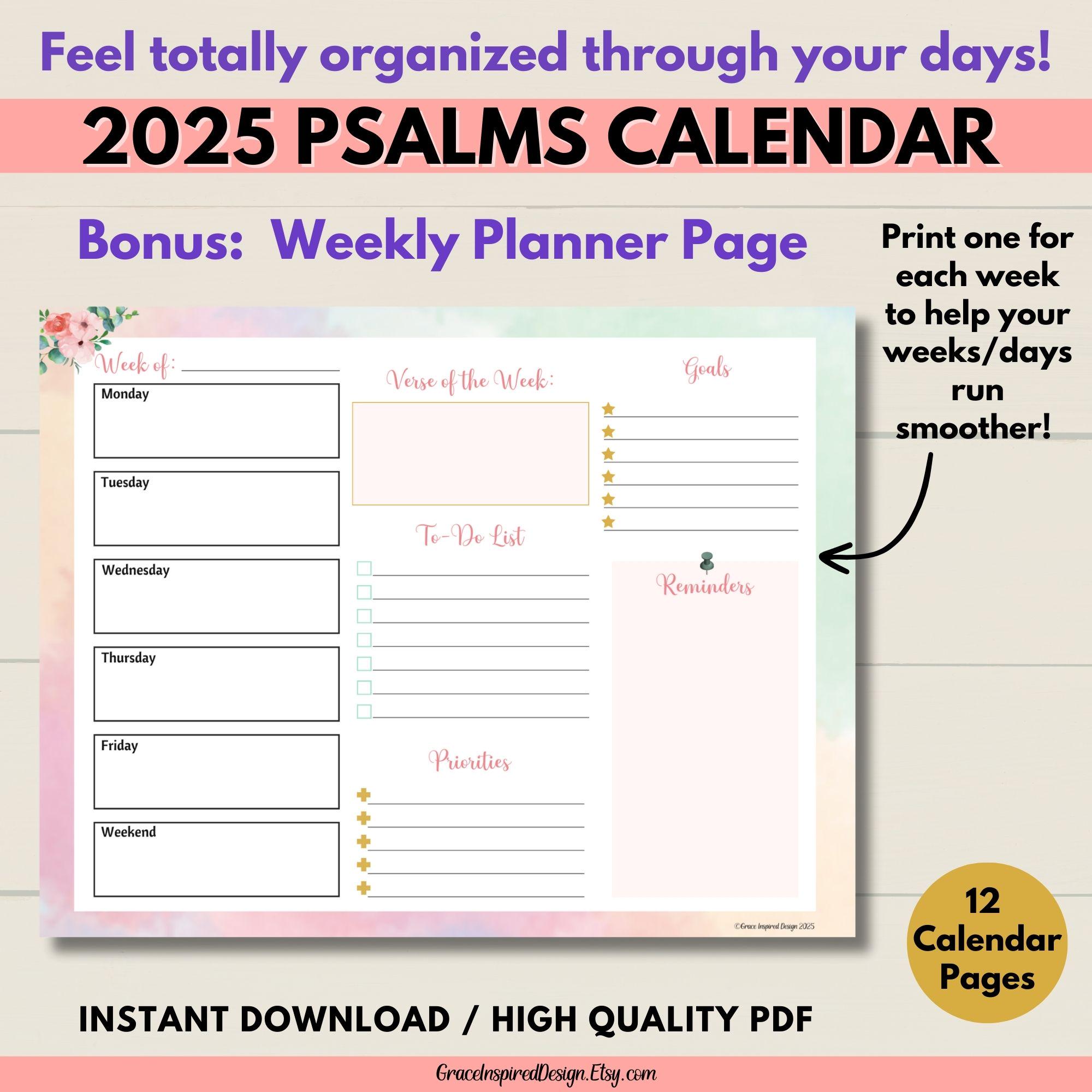 2025 Printable Calendar, Bible Verse Calendar Printable, 2025 Monthly ...