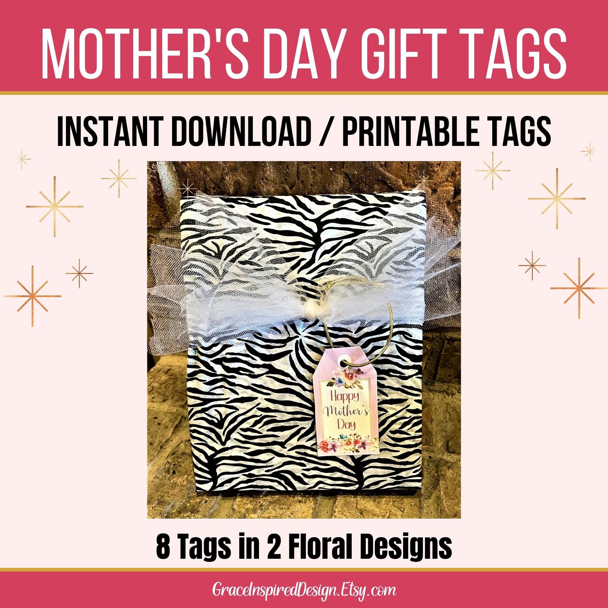 Mother's Day Printable Gift Tags, Happy Mother's Day Tag, Floral Gift ...